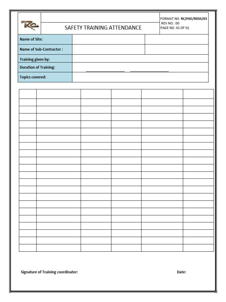 Safety Training Attendance | PDF