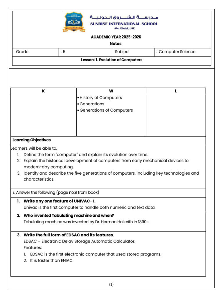 Chapter 1-Evolution of Computers | PDF | Computer Science | Office Equipment