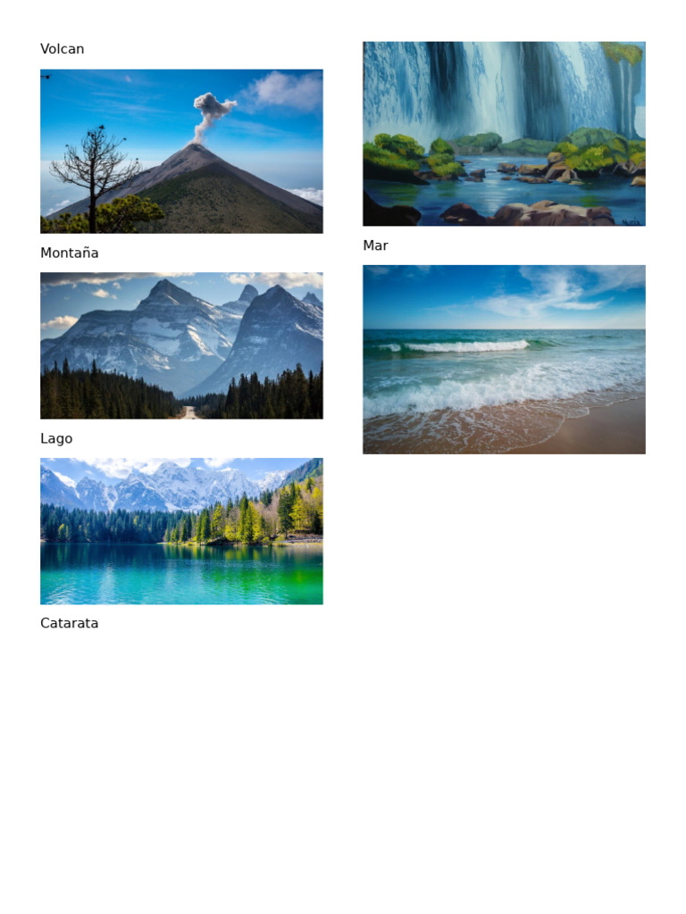Volcan, Montaña, Lago, Catarata, Mar | PDF