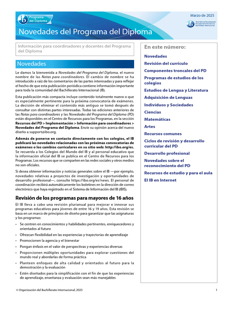 Novedades Del Programa Del Diploma M2025 | PDF | Muestreo (Estadísticas ...