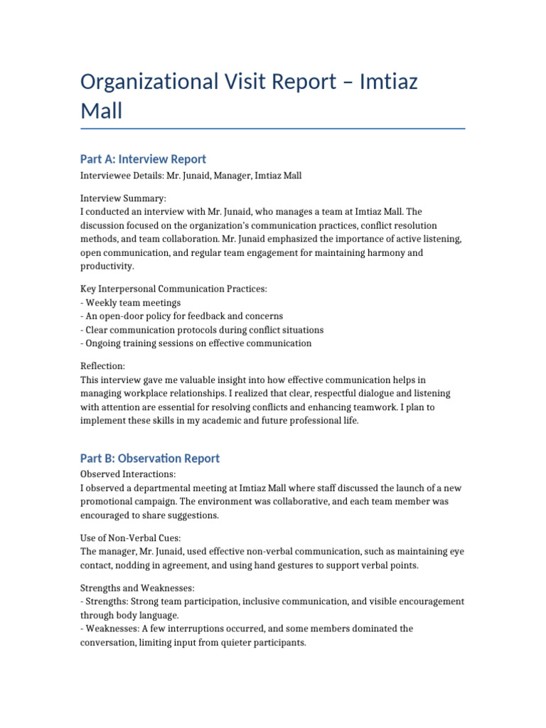 Imtiaz Mall Communication Practices Report | PDF