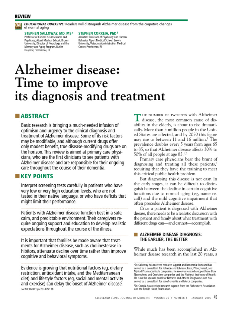 Improving Alzheimer Diagnosis & Treatment | PDF | Alzheimer's Disease ...