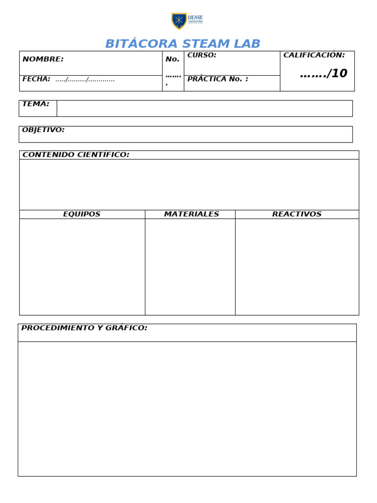 Formato Bitácora Steam Lab Uease 010524 | PDF