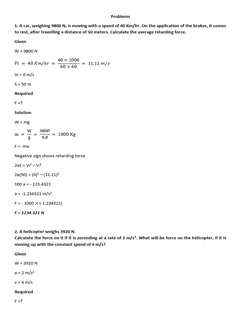 CH # 03 Class 11 Physics Sindh Board .. Solved Numericals | PDF | Force | Quantity