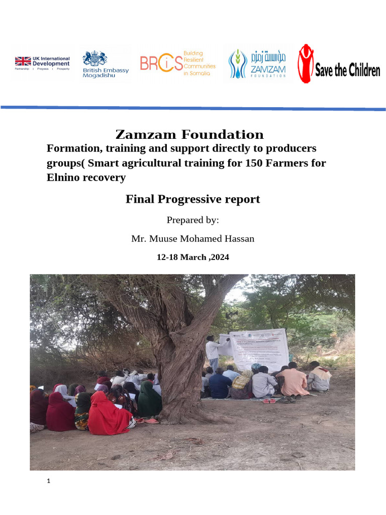 Progressive Report On Smart Agricultural Trainings For Elnino Recovery Training of 150 Farmers ...