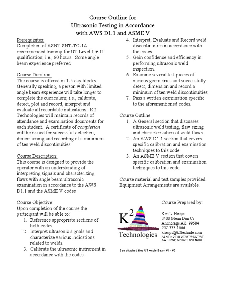 Ultrasonic Testing In Accordance With Aws D1 5 And Asme V Wavelength Diffraction