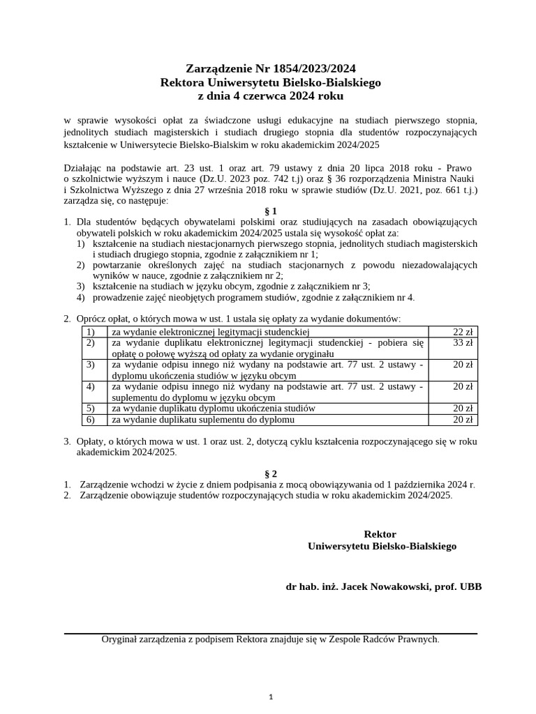 Zarzadzenie 1854 | PDF