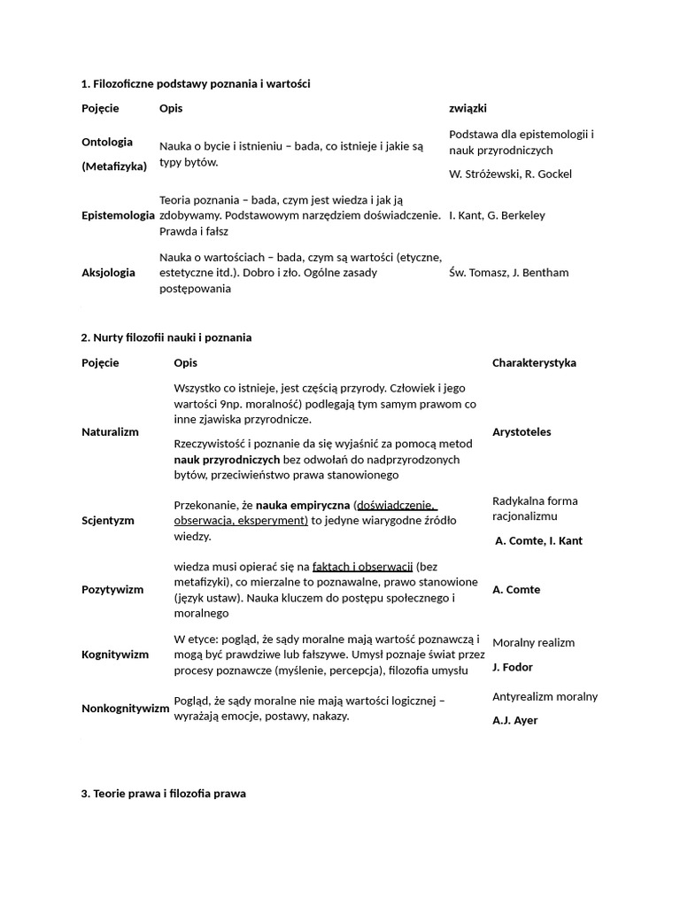 Tabela Filozofia | PDF