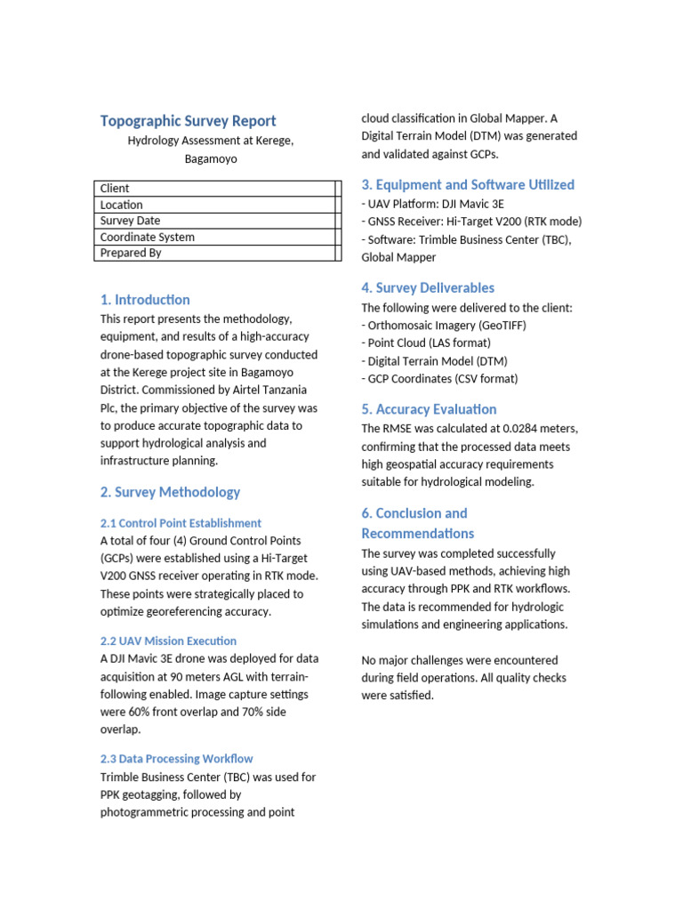 Topographic Survey & Hydrology Report | PDF | Surveying | Unmanned ...