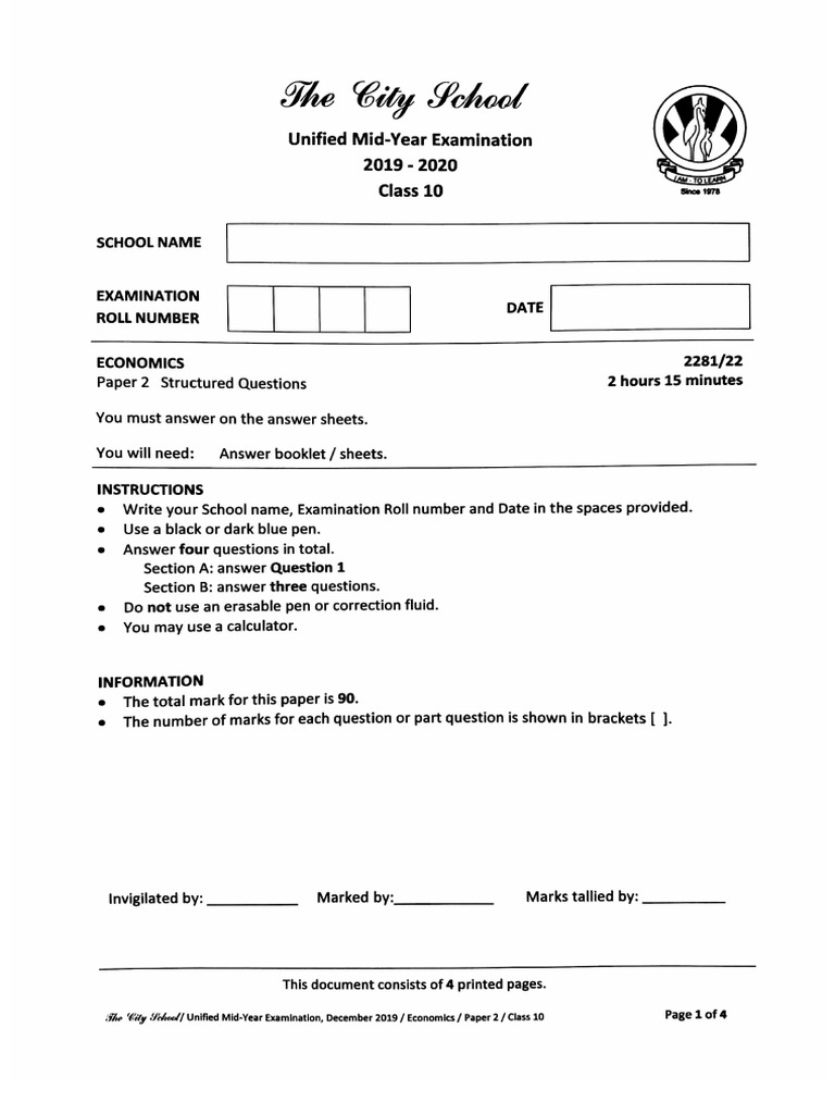 Class 10 Eco P2 MYE 2019-20 | PDF