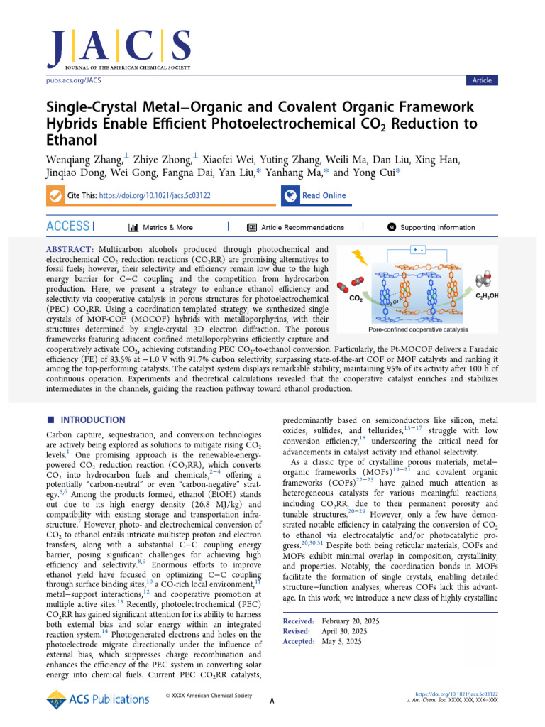 Zhang Et Al 2025 Single Crystal Metal Organic and Covalent Organic ...