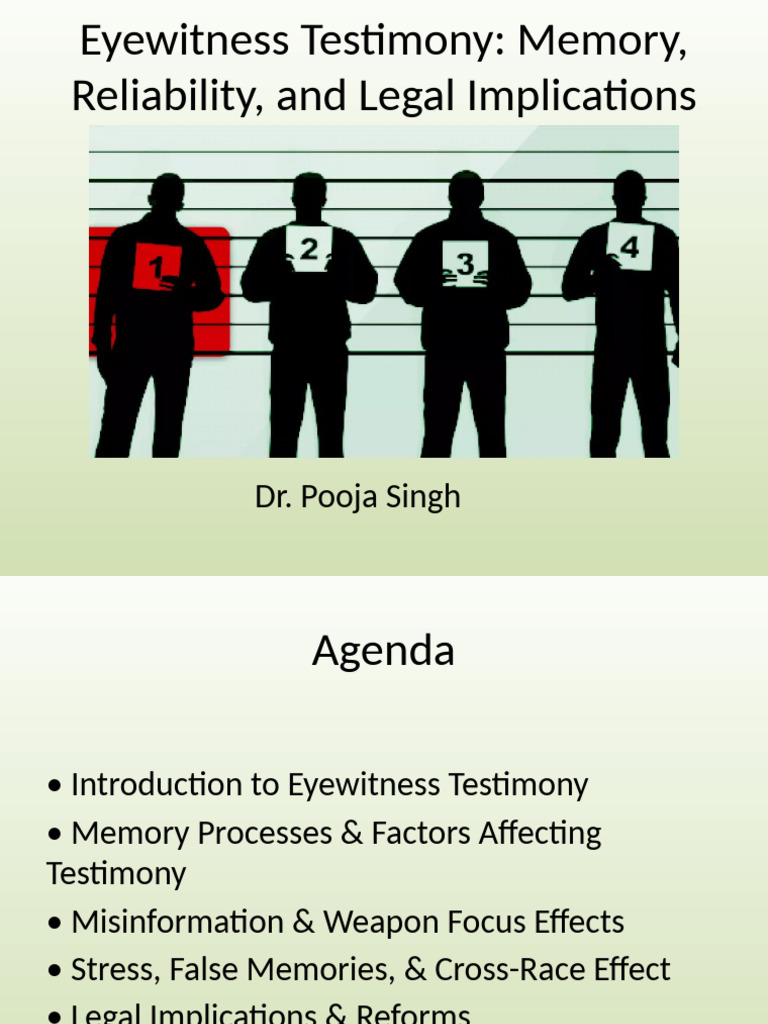 Eyewitness Testimony: Memory & Law Insights | PDF | Witness | Memory