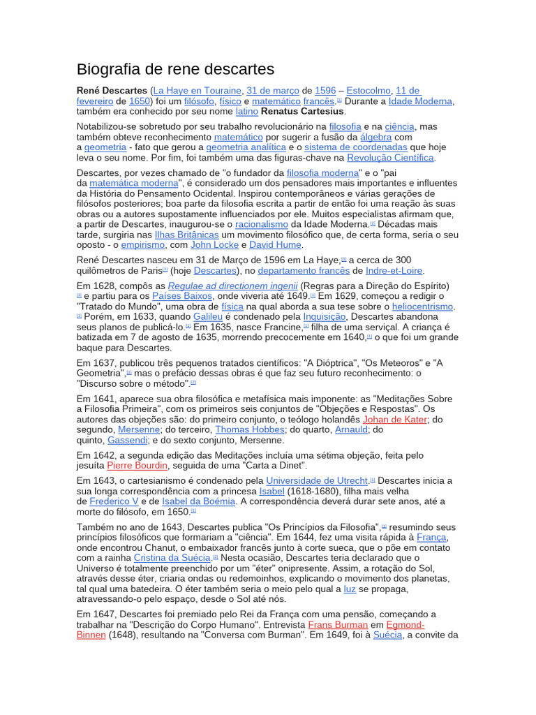 Biografia de Rene Descartes | PDF | René Descartes | Matemática