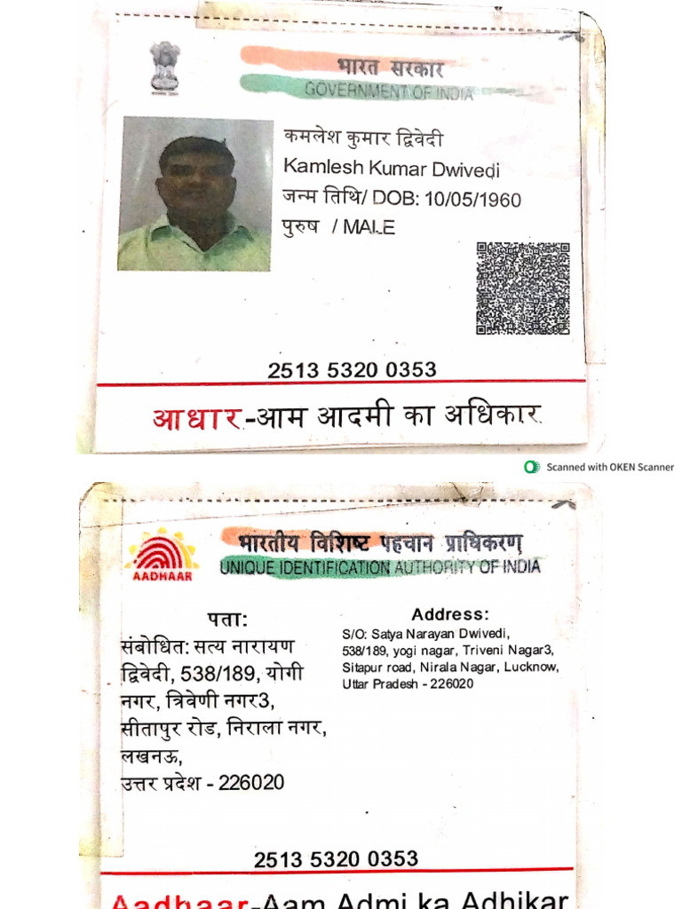 K K Dwivedi Aadhaar | PDF