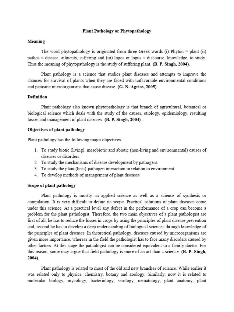 Plant Pathology- Meaning Definition Objective & Scope | PDF | Plant ...