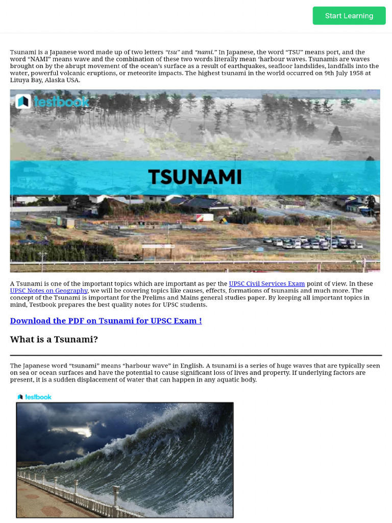 What is Tsunami_ - Learn Its Causes, Effects, Formation & More! | PDF