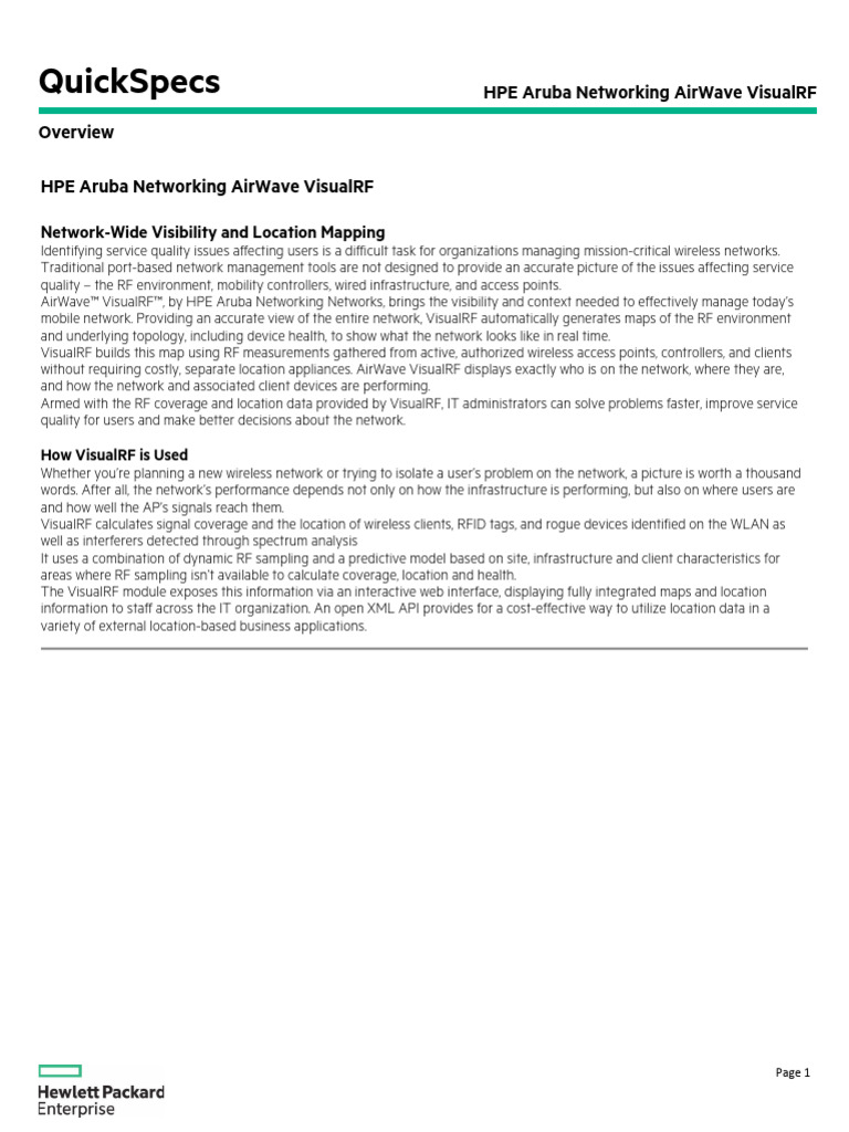 HPE Aruba Networking AirWave VisualRF-c05272728 | PDF | Computer ...
