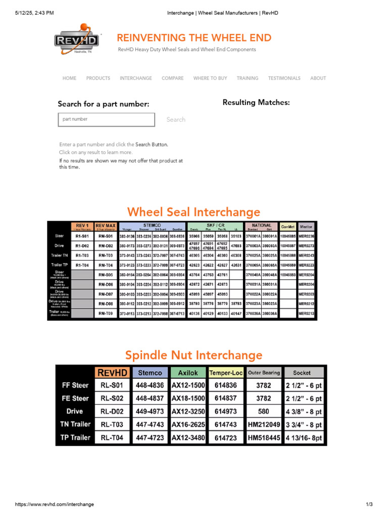 RevHD Wheel Seal Cross Reference Guide | PDF | Transportation ...