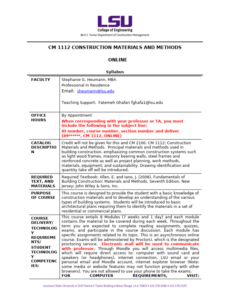 Construction Materials and Methods Syllabus | PDF | Learning | Internet