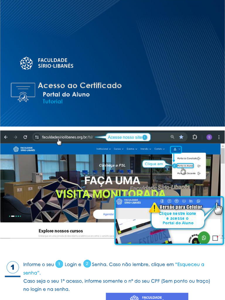 Tutorial - Certificado Cursos Livres Portal Do Aluno | PDF