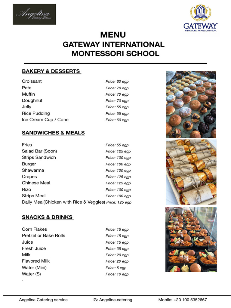 Gateway International Montessori Menu | PDF