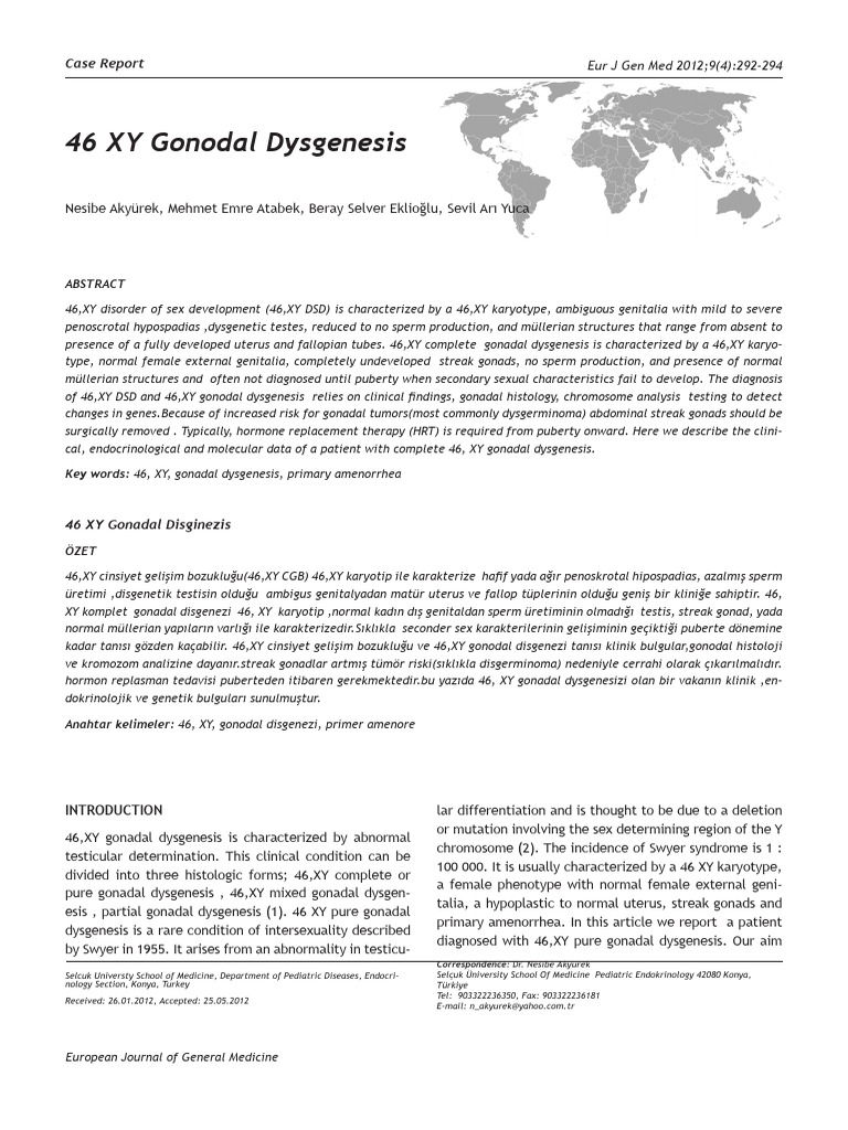46 Xy Gonodal Dysgenesis 7005 | PDF | Karyotype | Reproductive System