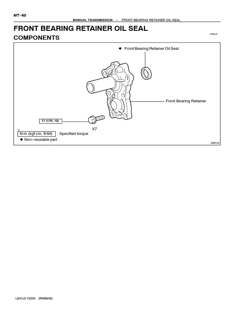 Front Bearing Retainer Oil Seal: Components | PDF