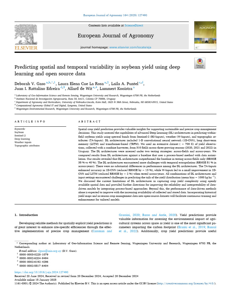 Predicting Spatial and Temporal Variability in Soybean Yield Using Deep Learning and Open Source ...