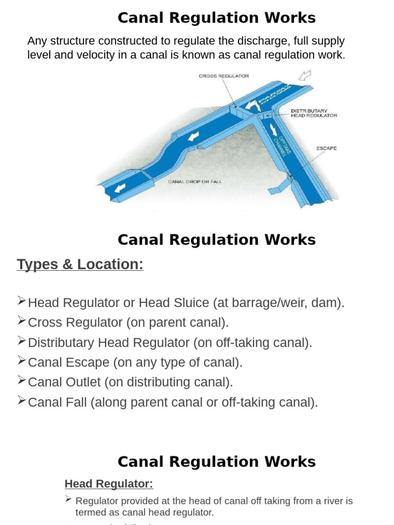 Canal Regulation Structures Overview | PDF | Civil Engineering ...