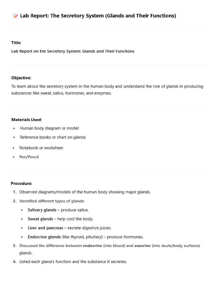 Secretory System | PDF