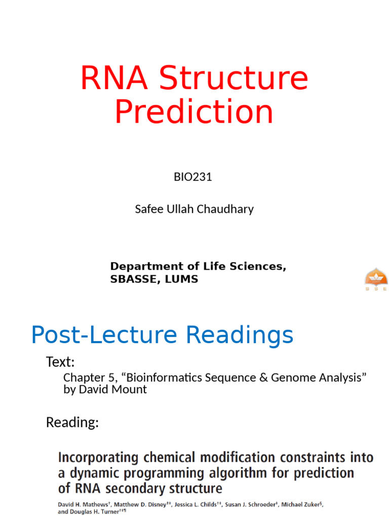 Lec 12 13 RNA Structure-1 | PDF | Rna | Dna
