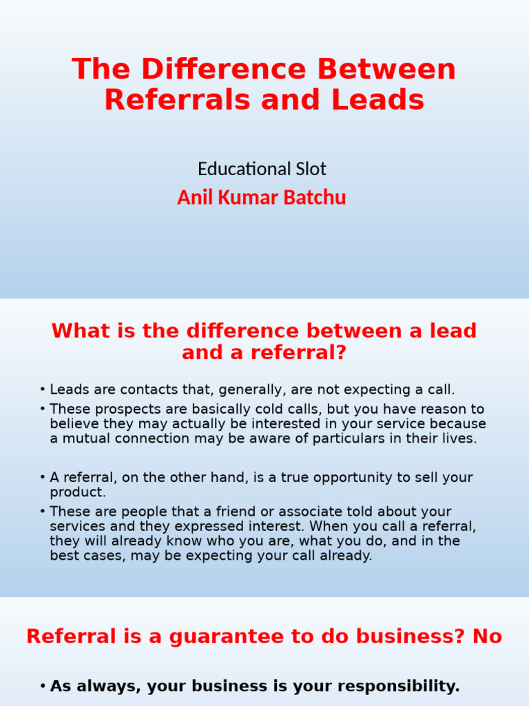 The Difference Between Referrals and Leads | PDF