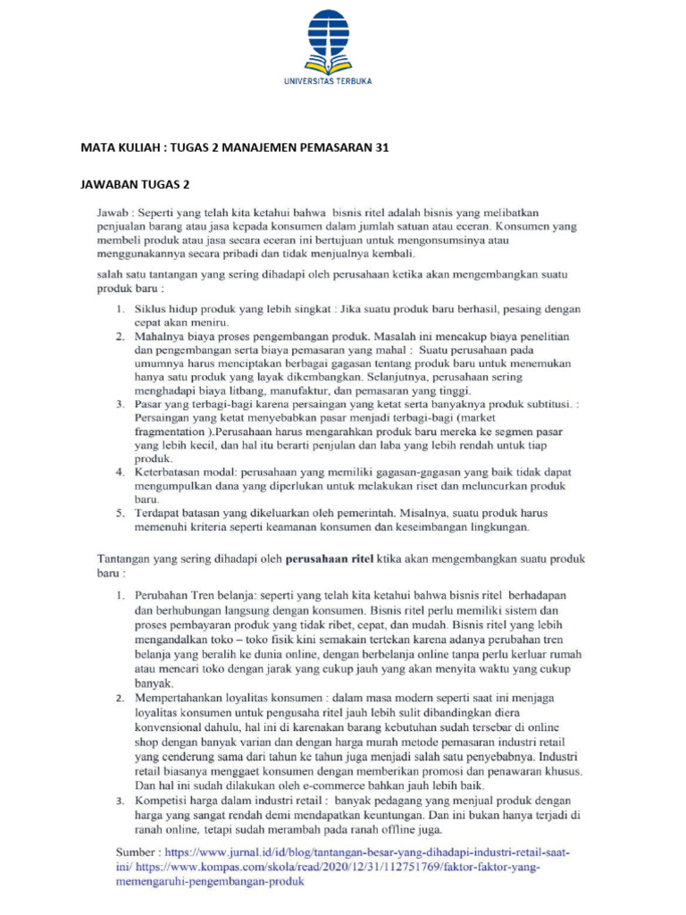 Tugas 2 Manajemen Pemasaran | PDF