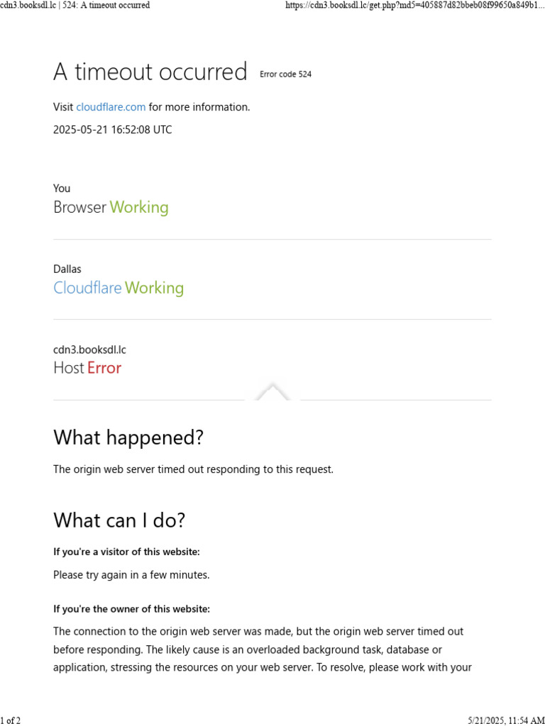 A Timeout Occurred: What Happened? | PDF