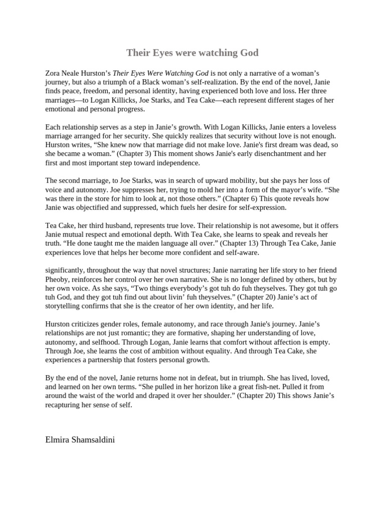 Their Eyes Were Watching God | PDF