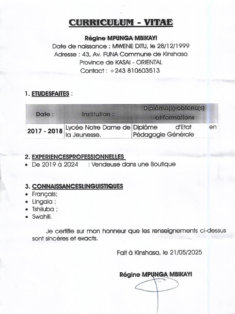 Régime Mpunga | PDF