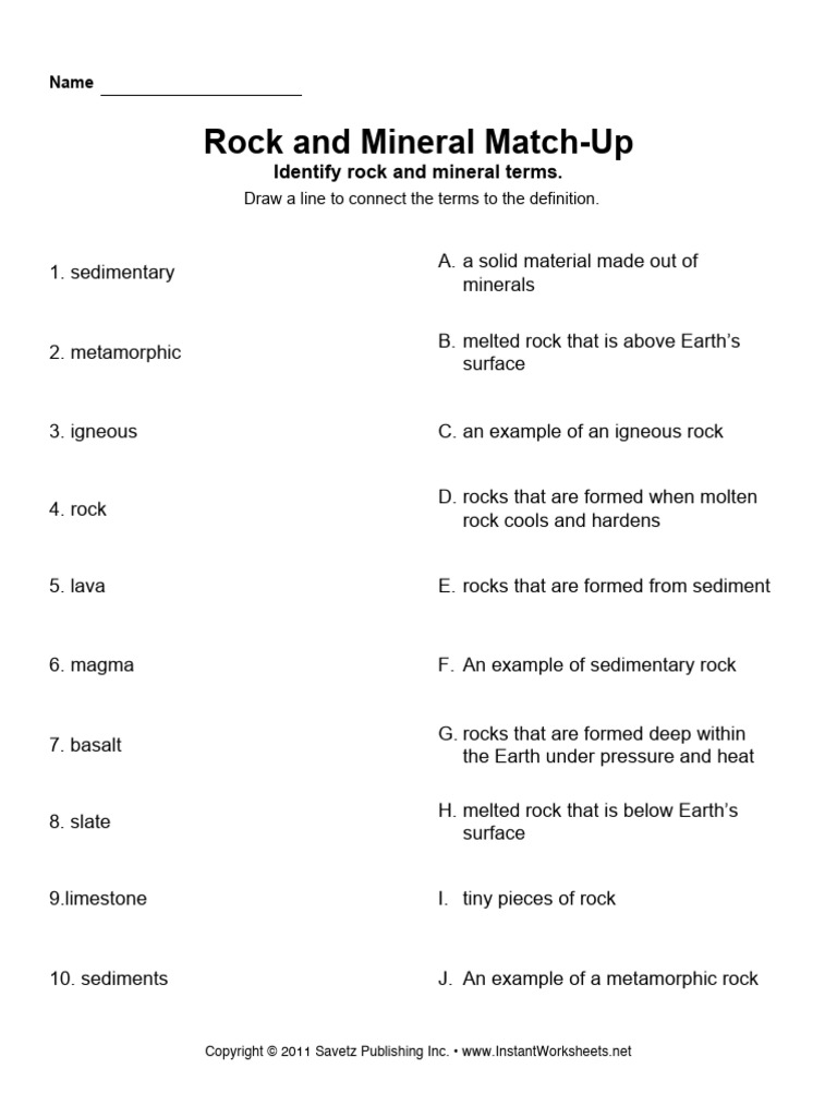Rocks Minerals Vocabulary | PDF | Rock (Geology) | Magma