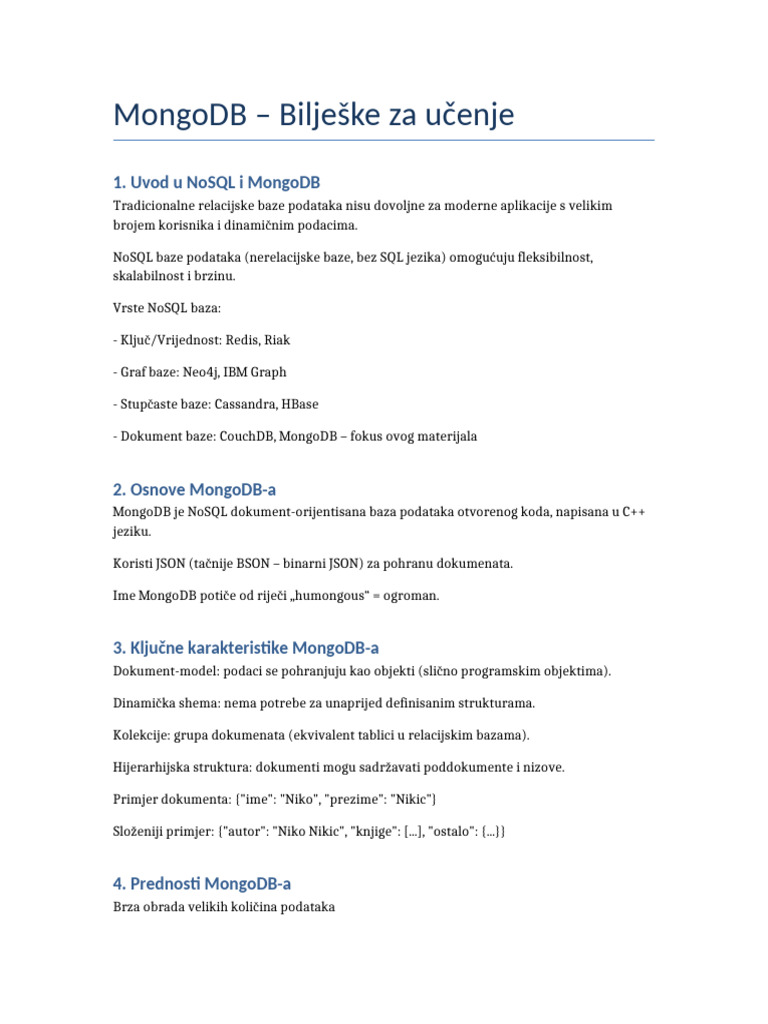 MongoDB Biljeske | PDF
