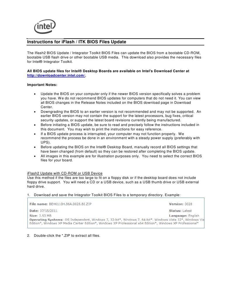 Instructions For Iflash / Itk Bios Files Update | PDF | Bios | Booting