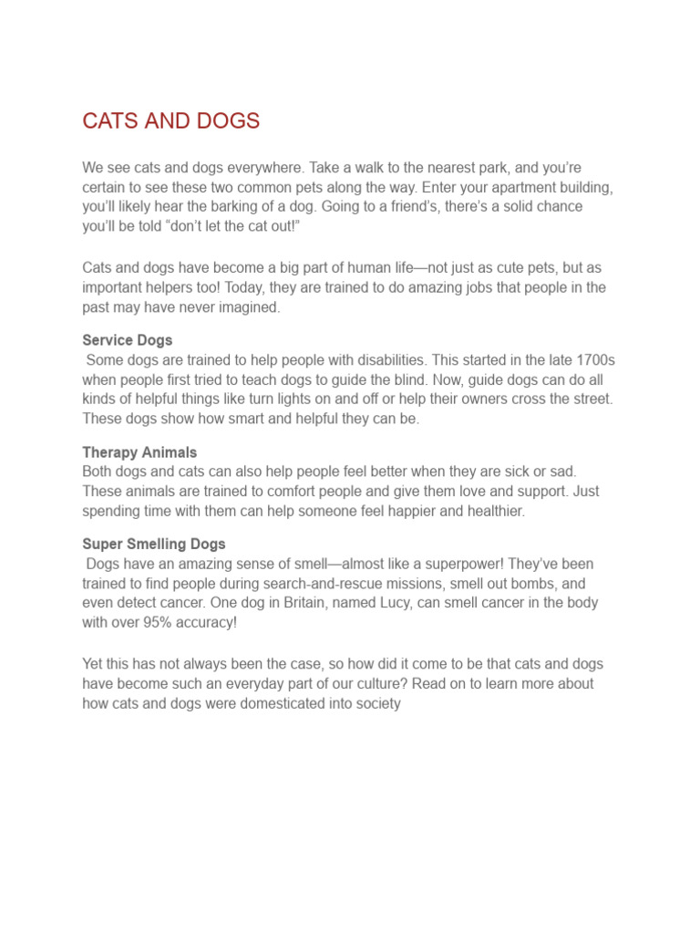 Lesson 1 - Pet Dogs and Cats | PDF | Pet | Dogs