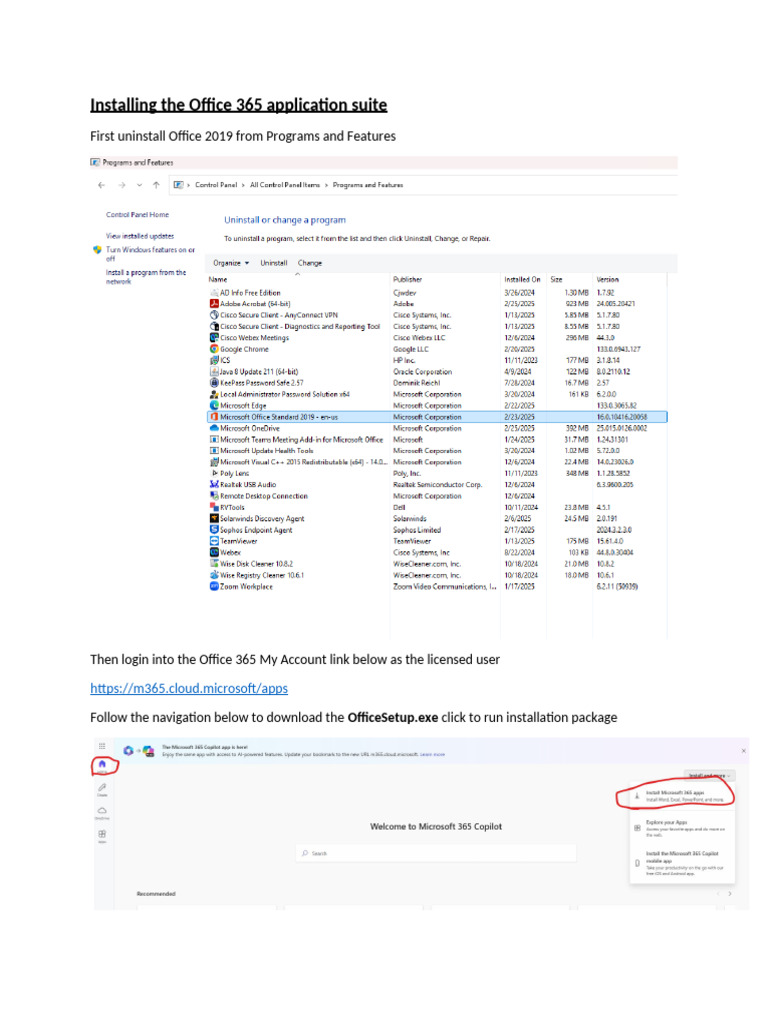 Installing Office 365 application suite | PDF