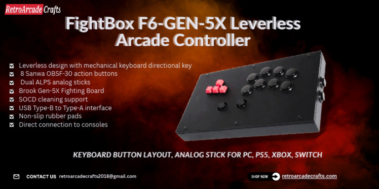 FightBox F6-GEN-5X Leverless Arcade Controller – Keyboard Button Layout ...