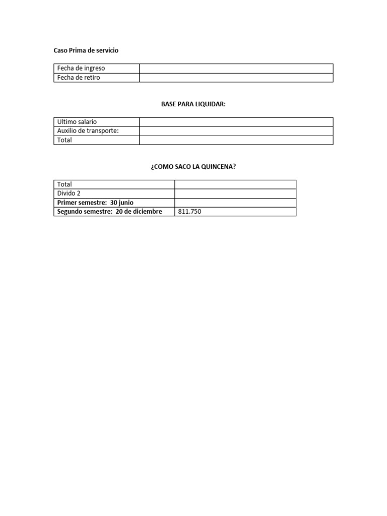 Caso - Prima de Servicio | PDF