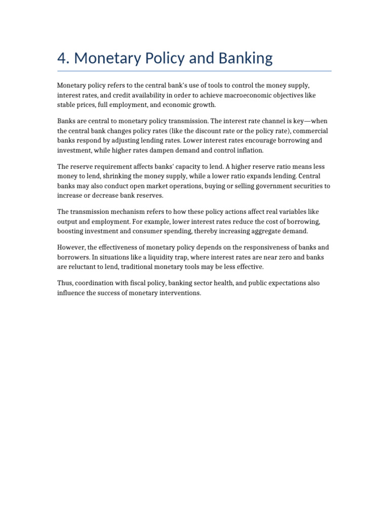 Monetary Policy's Impact on Banking | PDF