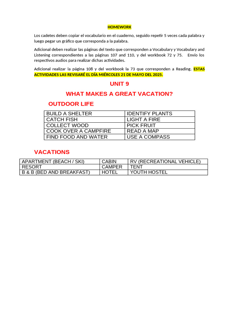 Homework Noveno Egb A y B - 18 Mayo 2025 | PDF