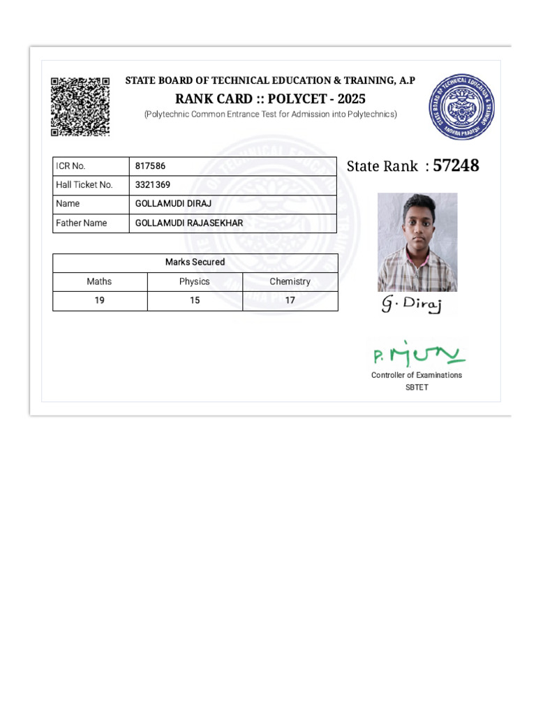 Print Rank Card | PDF