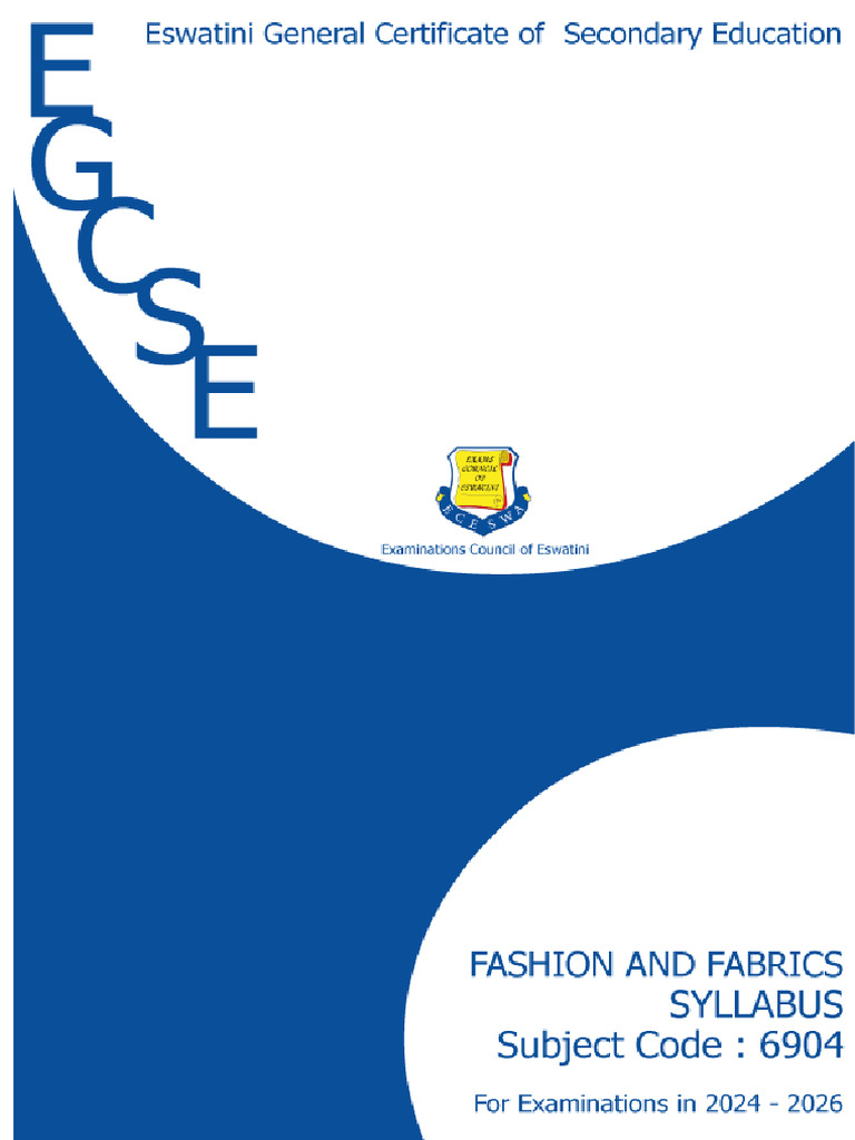 EGCSE Fashion and Fabrics Syllabus 6904 | PDF | Seam (Sewing) | Textiles
