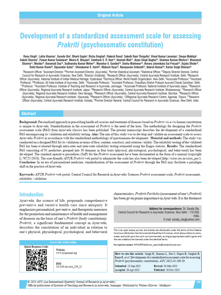 development_of_a_standardized_assessment_scale_for.1 | PDF | Ayurveda ...
