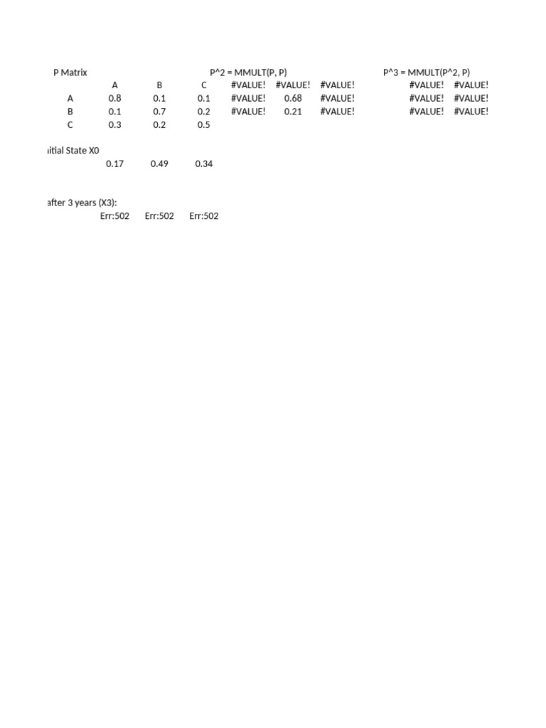 Markov Chain Excel Example | PDF