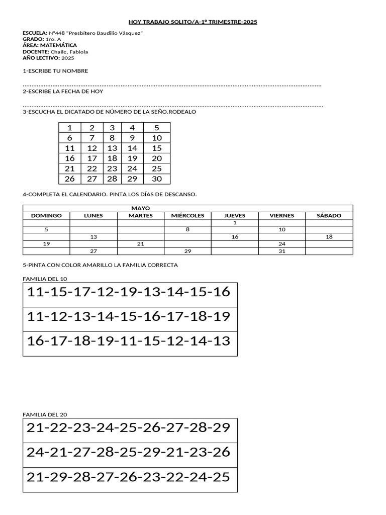 2025-Evaluación-matemática-448-1°tri. | PDF | Calendario